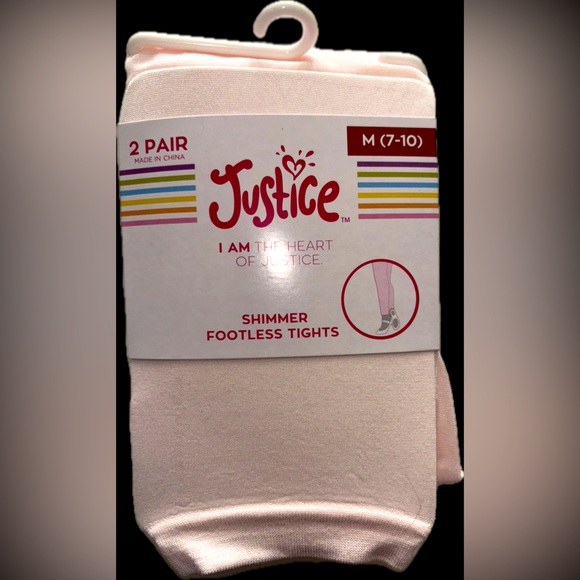 Justice | Bottoms | Nwt 2 Pair Justice Pink Tights New Shimmer Footless ...